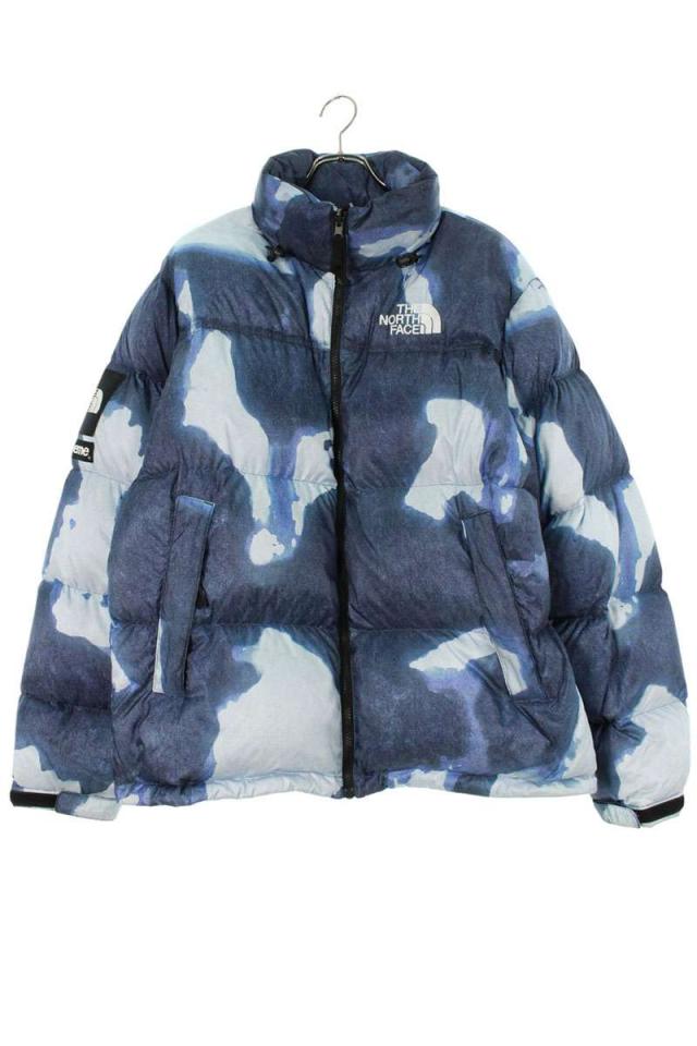 シュプリーム  ノースフェイス サイズ:L  21AW  Bleached Denim Print Nuptse Jacket タイダイヌプシダウンジャケット 中古 FK04