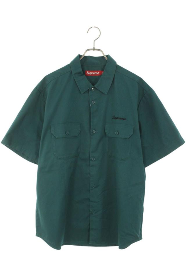 シュプリーム サイズ:L  25SS  Rhinestone Pin Up S S Work Shirt ラインストーンピンアップワーク半袖シャツ 中古 BS55