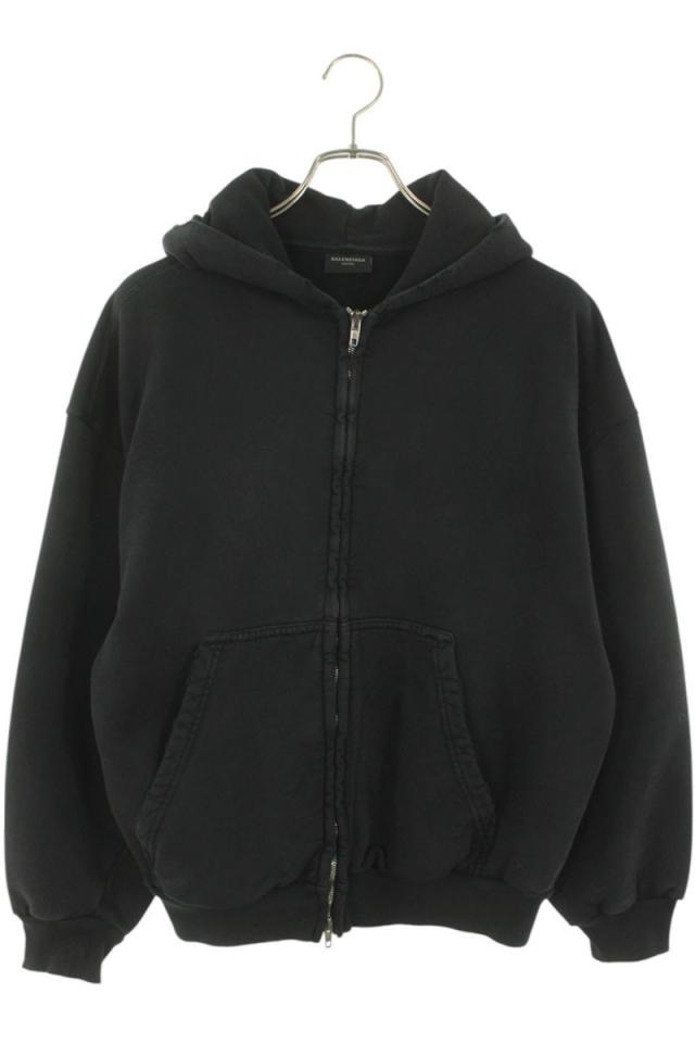 バレンシアガ サイズ:S 803264 TRVU1 ダメージ加工ペインテッドジップアップパーカー 中古 SS13