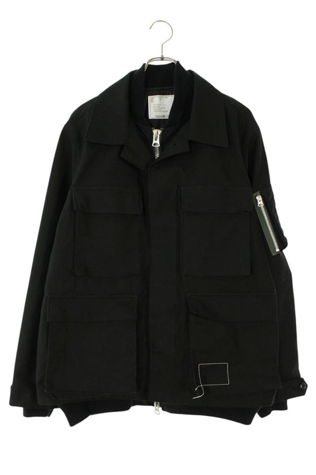 サカイ  ダブルタップス サイズ:3  25SS  25-03694M Cotton Back Satin Jacket ドッキングジャケットブルゾン 中古 SB01