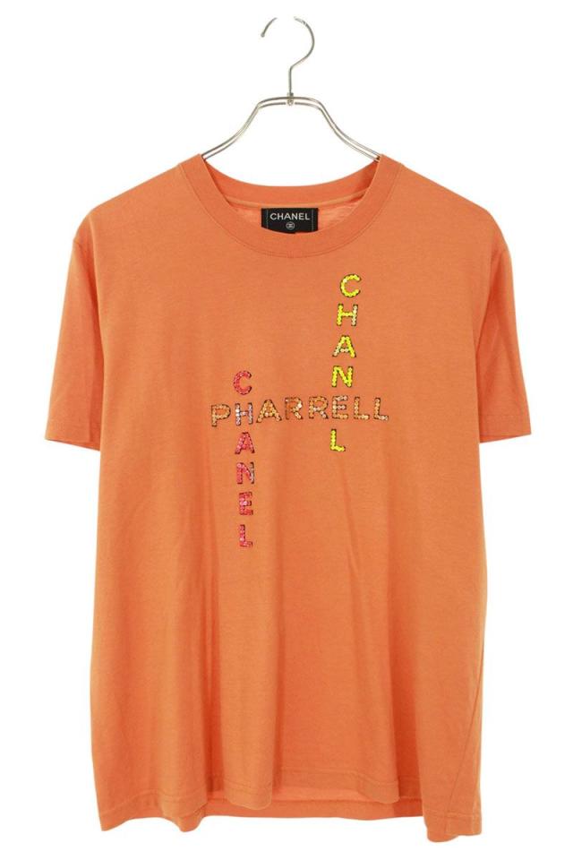 シャネル  ファレルウィリアムス サイズ:S  19SS  P61052K46833 ビーズ装飾Tシャツ 中古 SB01