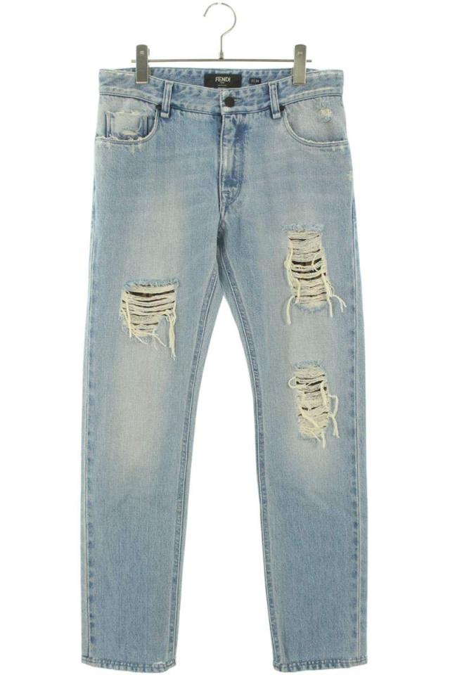 フェンディ サイズ:31インチ  FLP201 A0X4 ズッカダメージ加工ウォッシュドデニムパンツ 中古 BS99