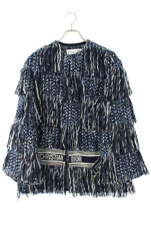 クリスチャンディオール サイズ:34  8E21705A1134 ノーカラーツイードフリンジブルゾン 中古 BS99