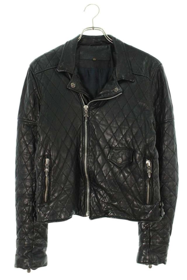 クロムハーツ サイズ:L  CRETIN QLTD PANASH クリティン キルティングデザインライダースレザージャケット 中古 SJ02