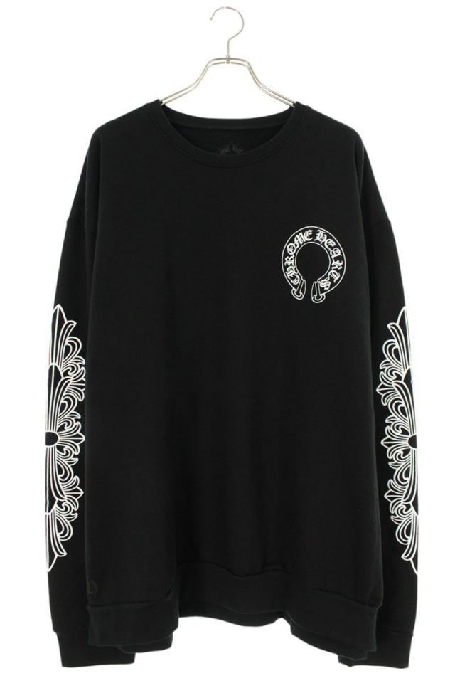 クロムハーツ サイズ:XXL  SWTSHRT PLVR 袖フローラルバックホースシュープリントスウェット 中古 GZ11