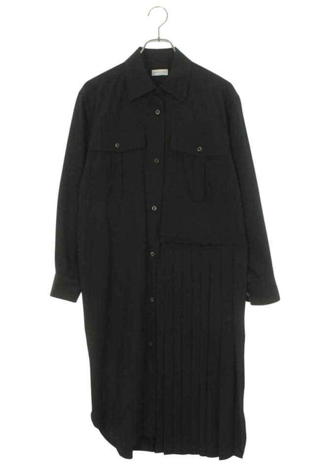 ドリスヴァンノッテン サイズ:34 シアサッカーアシンメトリーシャツワンピース 中古 BS99