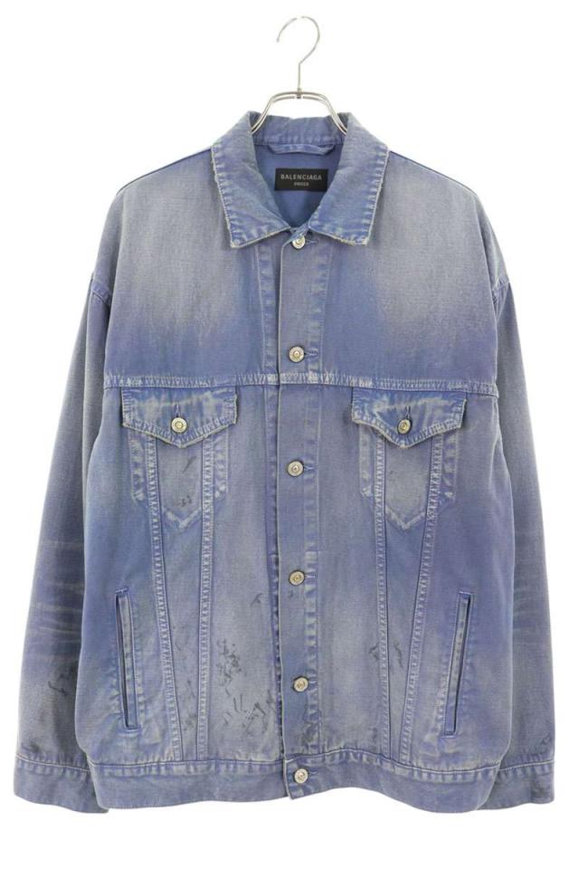 バレンシアガ サイズ:S  783660 TQW53 グラフィックウォッシュ加工デニムジャケット 中古 OM10