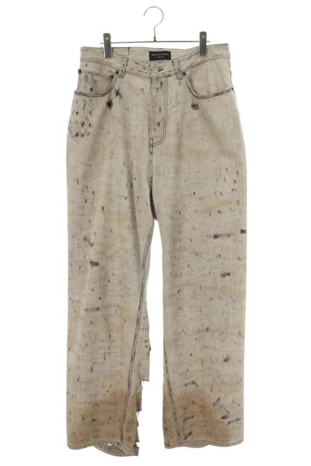 バレンシアガ サイズ:XS  745248 TOW71 スーパーデストロイ加工ラージフィットバギーデニムパンツ 中古 OM10