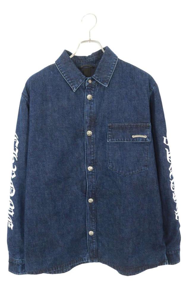 クロムハーツ サイズ:L  WORKN JNKYD PLD アームロゴプリント中綿シャツブルゾン 中古 SJ02