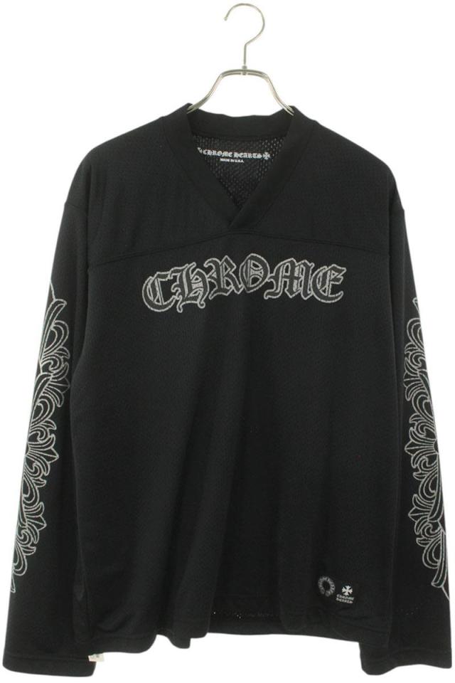 クロムハーツ サイズ:M  MESH WARM UP JERSEY CHプリントメッシュ長袖カットソー 中古 SJ02