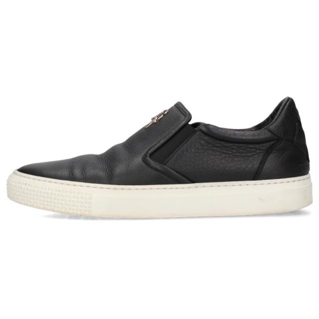 クロムハーツ サイズ:41  SLIP ON BLK CALF スリッポン ダガー装飾レザースニーカー 中古 SJ02