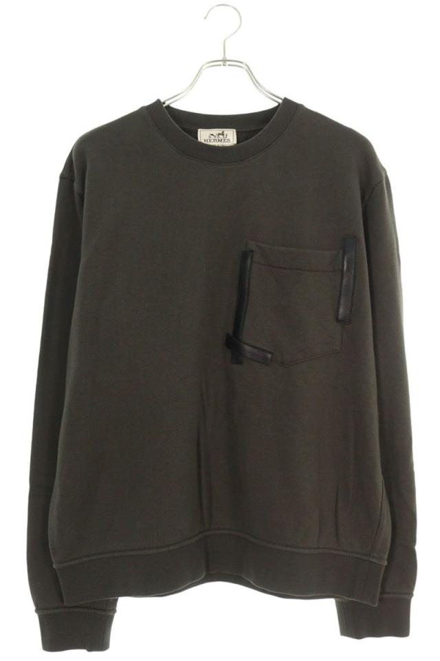 エルメス サイズ:XL  23AW レザーパイピングポケットスウェット 中古 BS99