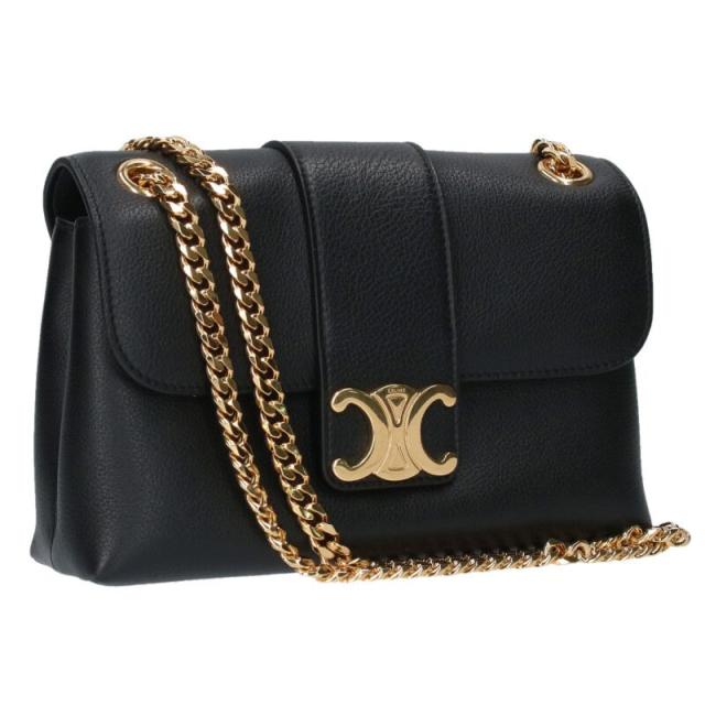 セリーヌ   ヴィクトワール ロゴトリオンフ チェーンレザーショルダーバッグ 中古 SB01
