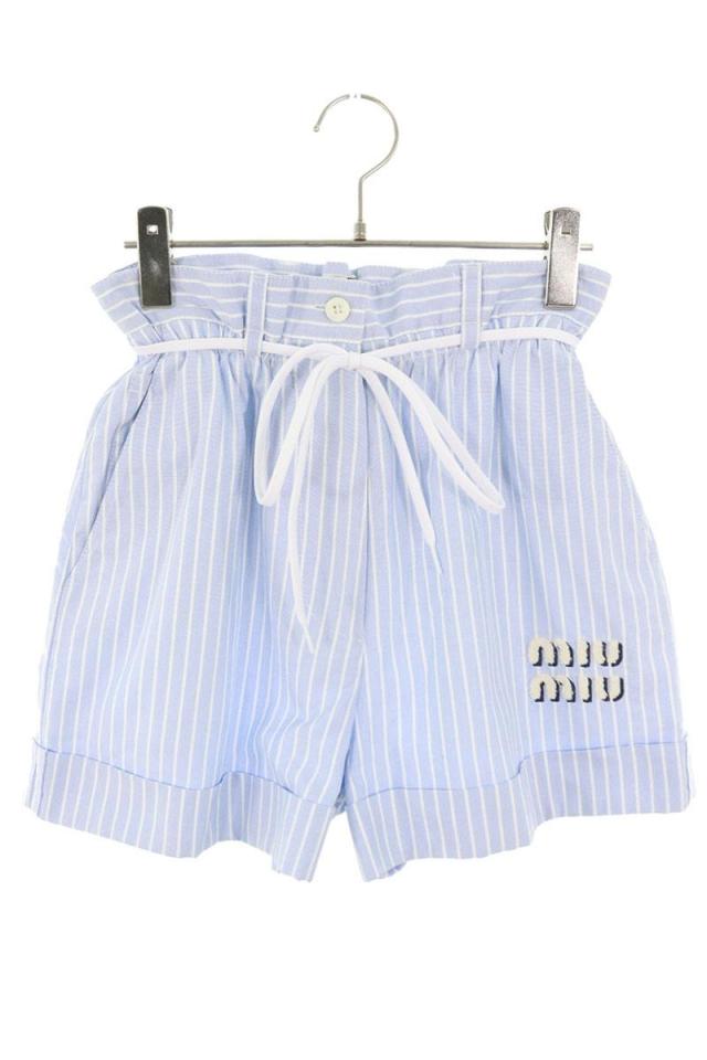 ミュウミュウ サイズ:36  MP1549 シェニールロゴストライプハーフパンツ 中古 BS99