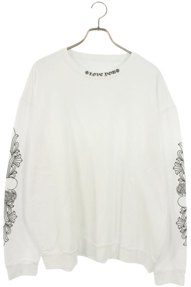 クロムハーツ サイズ:XL  SWTSHRT PLVR 袖フローラルハートラブユースウェット 中古 GZ11