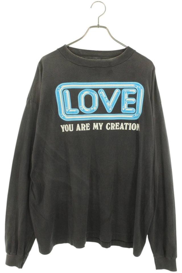 セントマイケル サイズ:XL 24AW SM-YS1-0000-014 LOVEプリントヴィンテージ加工長袖カットソー 中古 SB01