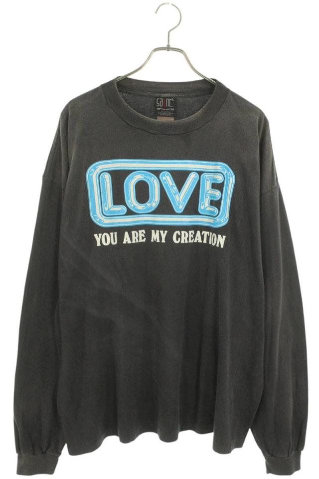 セントマイケル サイズ:XXL 24AW SM-YS1-0000-014 LOVEプリントヴィンテージ加工長袖カットソー 中古 SB01