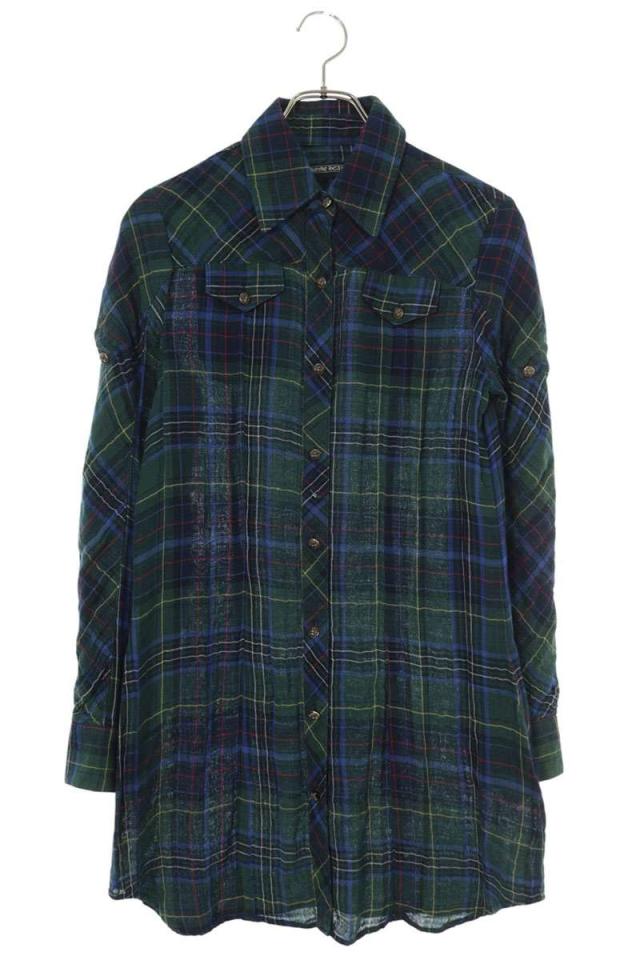 クロムハーツ サイズ:XS（JVP） クロスボールボタンクロスパッチチェック長袖シャツ 中古 GZ11