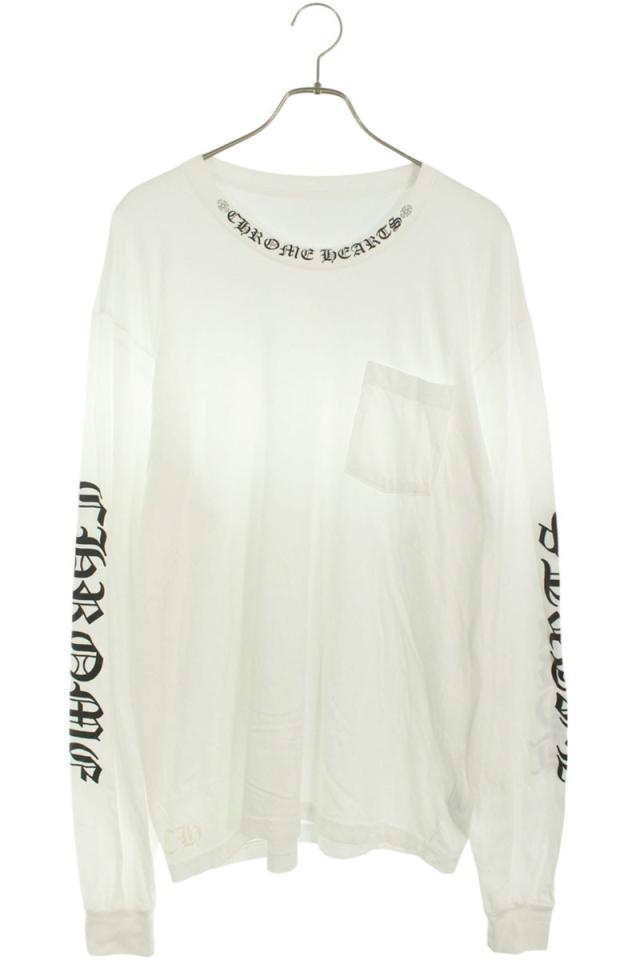 クロムハーツ サイズ:XXL  CH L S  1 ネックロゴプリント長袖カットソー 中古 SJ02 クロムハーツ サイズ:XL CH L S 1 ネックロゴプリント長袖カットソー