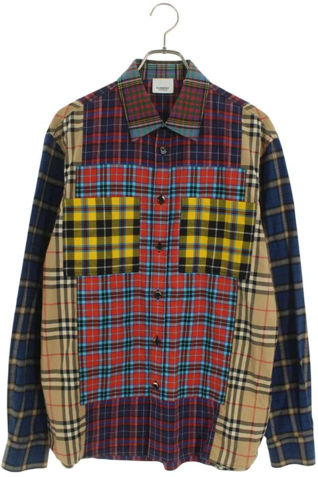 バーバリー サイズ:M  8034378 パッチワークオーバーサイズチェック長袖シャツ 中古 BS55