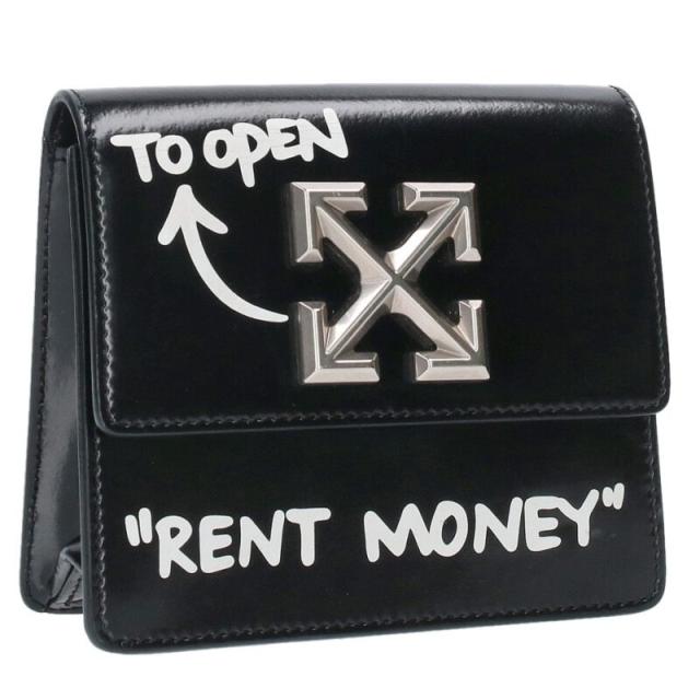 オフホワイト   0.7Jitney RENT MONEYプリントレザーショルダーバッグ 中古 BS99