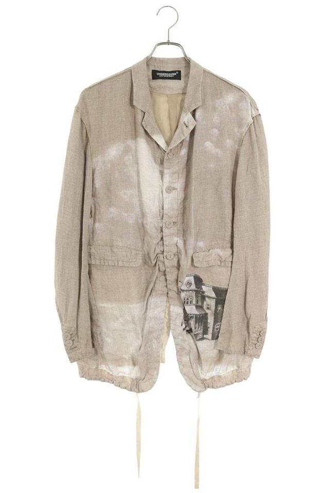 アンダーカバー サイズ:3  25SS  UC1E4101-1 PsychoHouse総柄リネンテーラードジャケット 中古 BS99