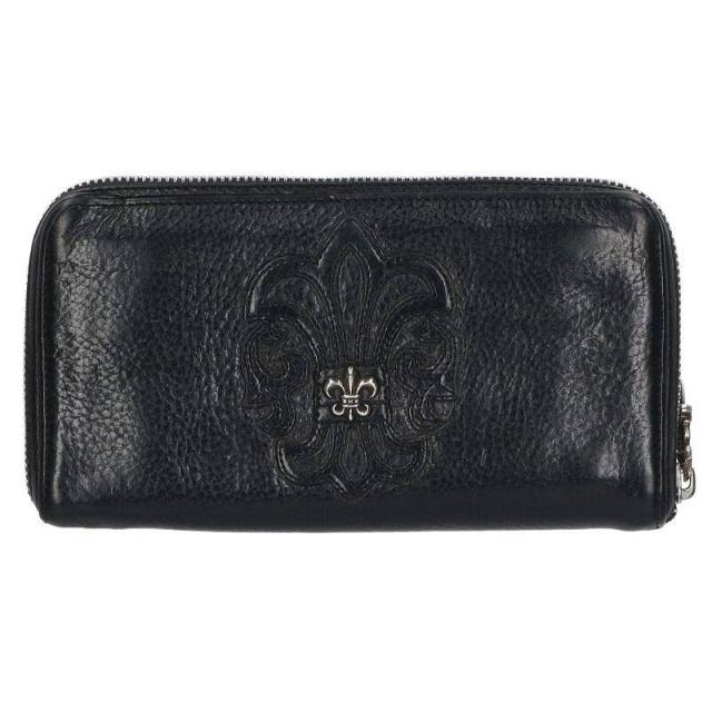 クロムハーツ   REC F ZIP BS BSフレア装飾ラウンドジップレザーウォレット財布 中古 OK15