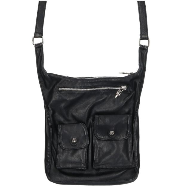 クロムハーツ   F-SLINGER Fスリンガー フラップボタンレザーショルダーバッグ 中古 NO05