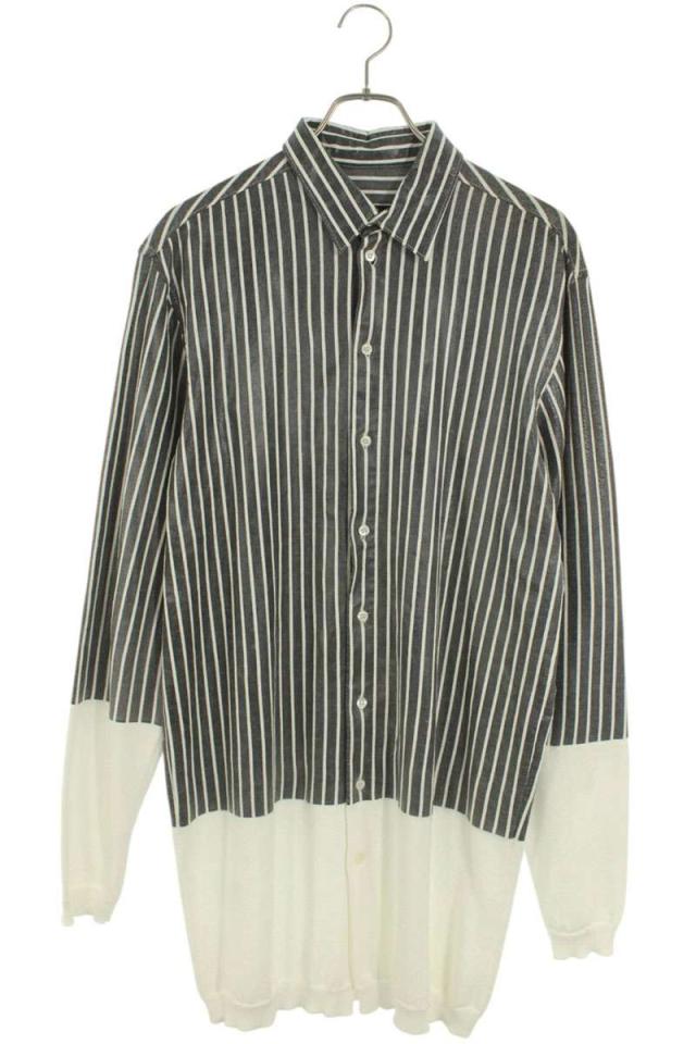 ワイプロジェクト サイズ:XXS  KNIT SHIRT コーティングストライプ柄ニット長袖シャツ 中古 BS99