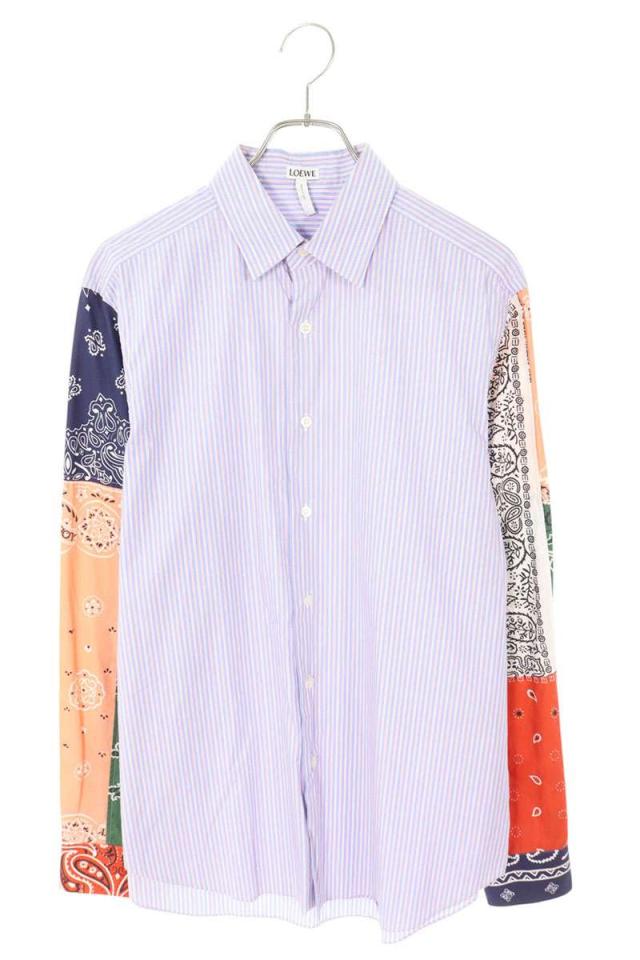 ロエベ サイズ:39  H2199842CG ペイズリー切替ストライプ長袖シャツ 中古 OM10