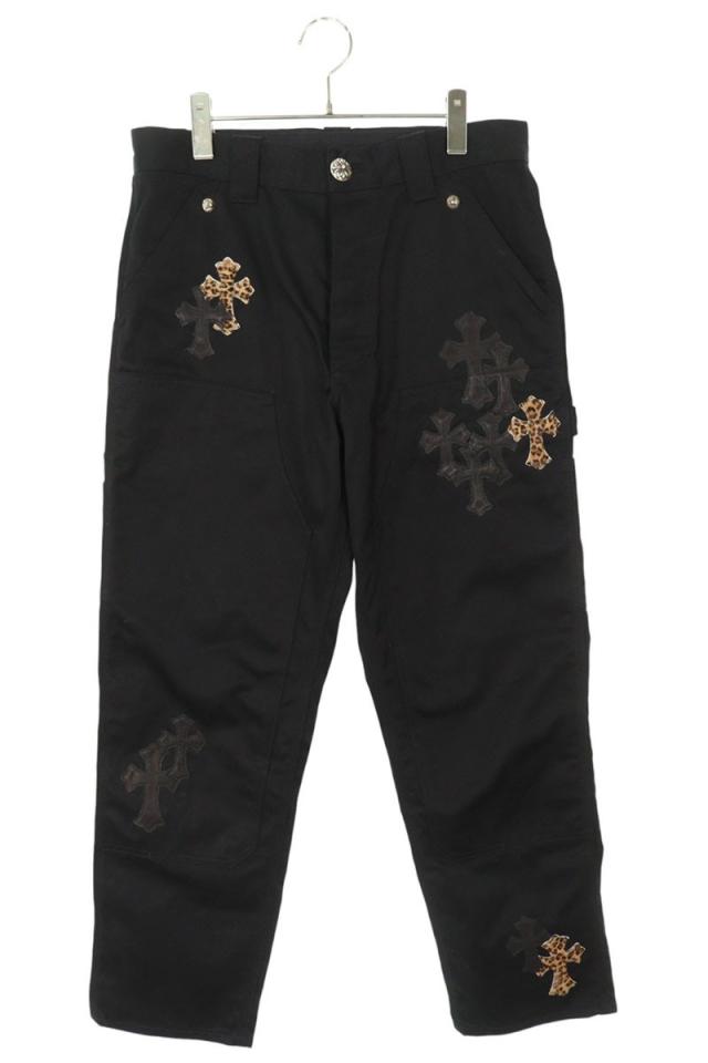 クロムハーツ サイズ:30インチ  CARPENTER CNVS CEME CRS レオパードハラコクロスパッチ付きカーペンターロングパンツ 中古 GZ11