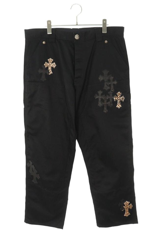 クロムハーツ サイズ:36インチ CARPENTER CNVS CEME CRS レオパードハラコクロスパッチ付きカーペンターロングパンツ 中古 SS07