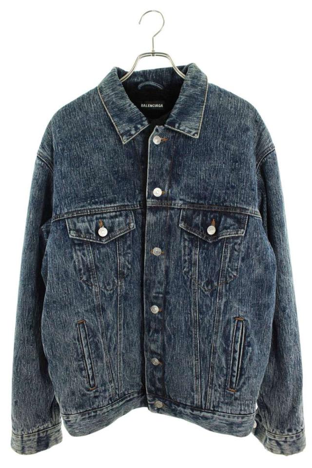 バレンシアガ サイズ:44  19AW  583230 TFW01 フェイクシアリングデニムトラッカージャケット 中古 SB01