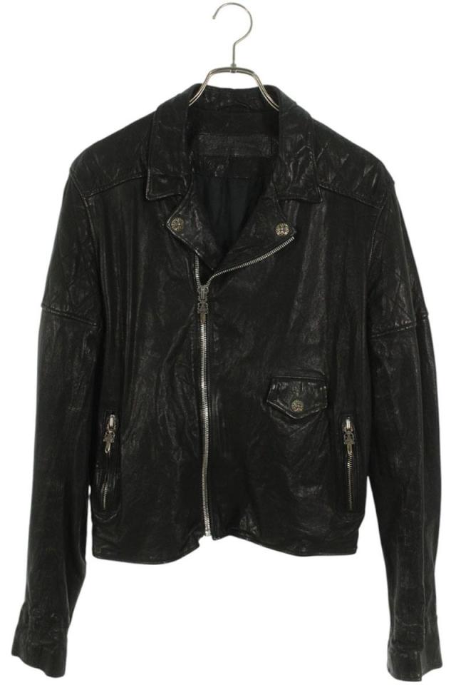 クロムハーツ サイズ:M  CRETIN LTHR クリティンレザー キルティングデザインライダースレザージャケット 中古 SS07