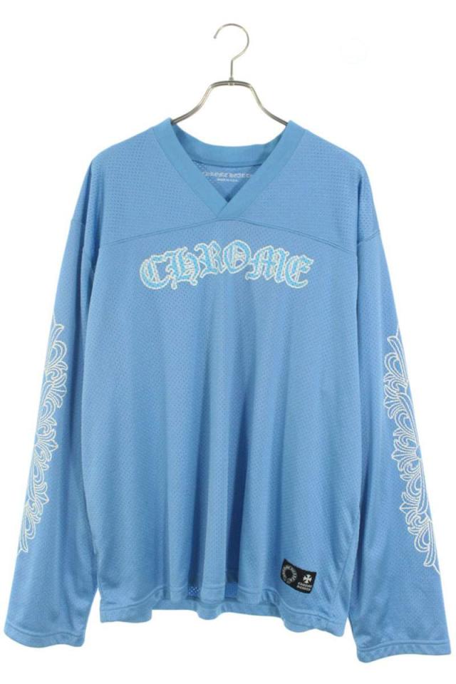 クロムハーツ サイズ:XXL  MESH WARM UP JERSEY CHプリントメッシュ長袖カットソー 中古 GZ11