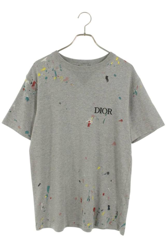 ディオール サイズ:S  21SS  183J686A0554 ペイントプリントロゴ刺繍オーバーサイズTシャツ 中古 SB01