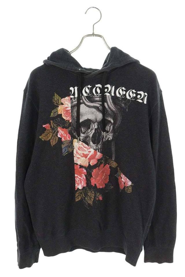 アレキサンダーマックイーン サイズ:XXL  520321 QLZ93 スカルローズプリントプルオーバーパーカー 中古 BS99
