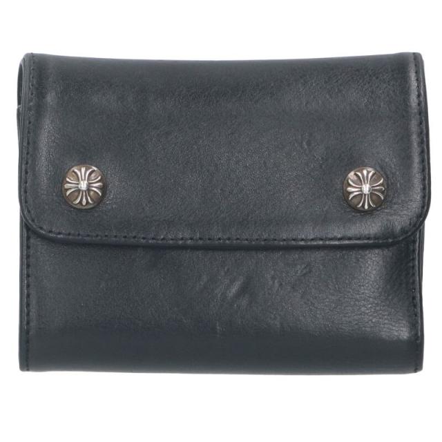 クロムハーツ WAVE MINI ウェーブミニ クロスボールボタンレザーウォレット財布 中古 SJ02