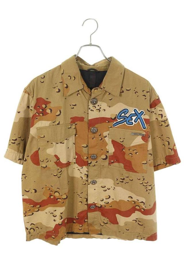 クロムハーツ サイズ:L  Matty Boy Sex Records Short sleeve shirt Camo クロスボールボタン迷彩カモ半袖シャツ 中古 SS07