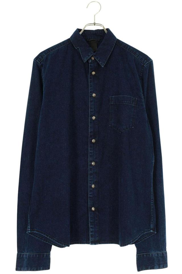 クロムハーツ サイズ:L  LOOSEENDS LS ルーズエンド 袖クロスパッチクロスボールボタンデニム長袖シャツ 中古 SS07