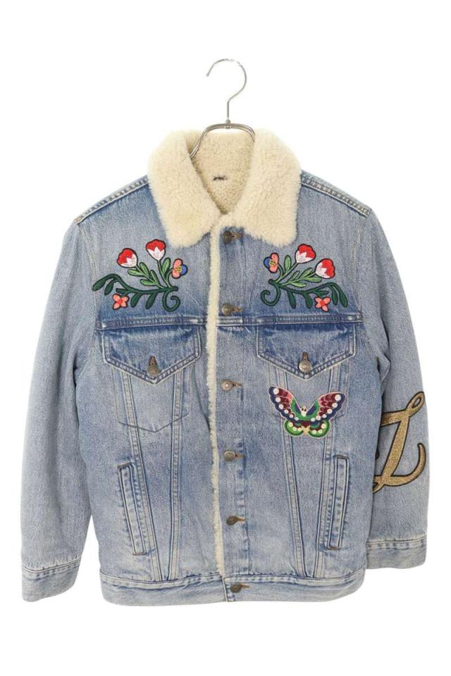 グッチ サイズ:40  458514 XR482 DIYワッペンデザインデニムムートンブルゾン 中古 BS99