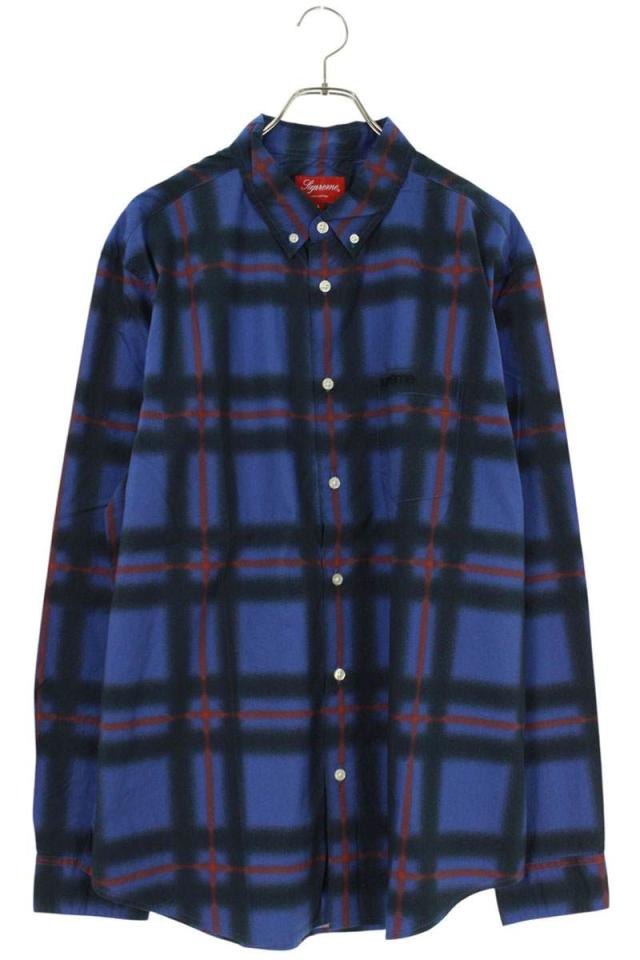 シュプリーム サイズ:L  21SS  Spray Tartan Shirt スプレータータンチェック長袖シャツ 中古 BS99