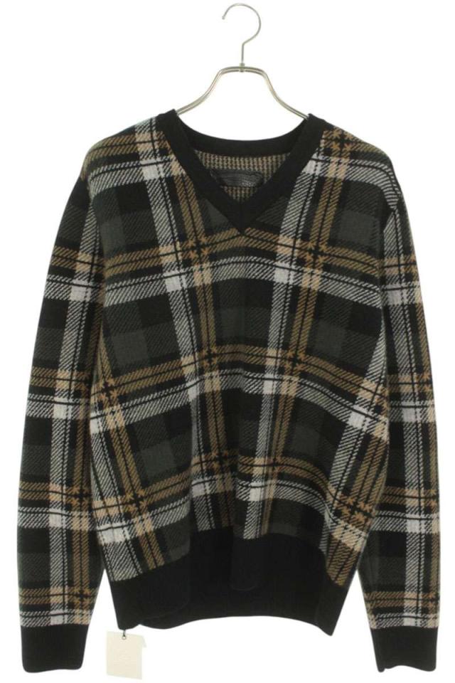 クロムハーツ サイズ:M  BIG CITY チェック柄Vネックニット 中古 NO05