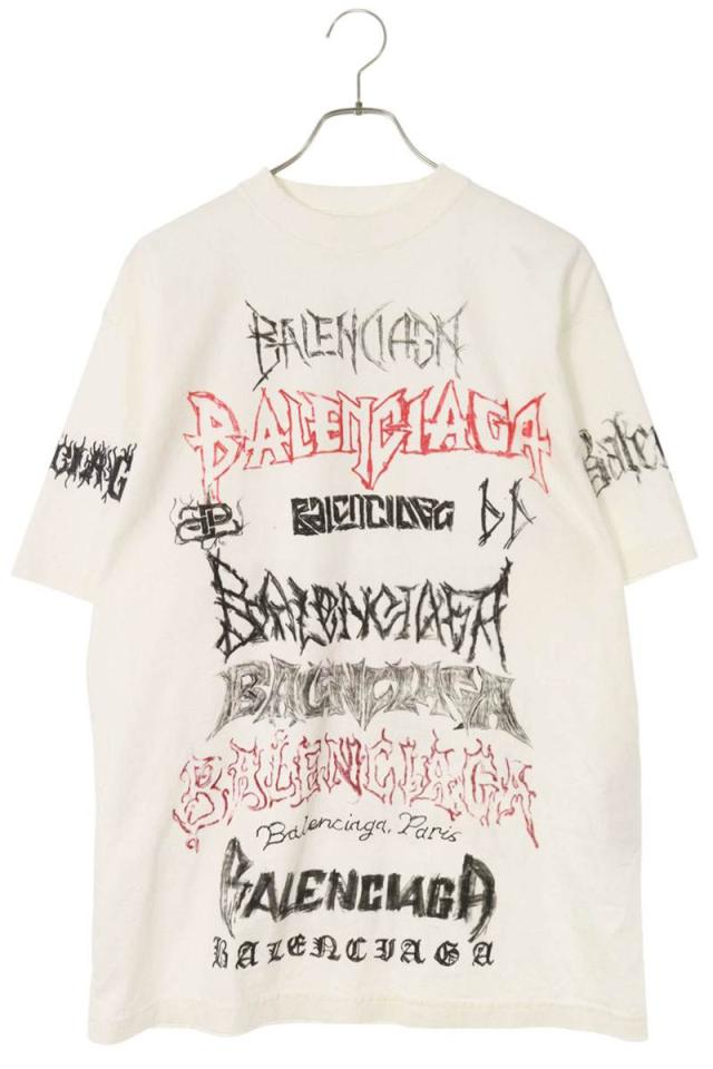 バレンシアガ サイズ:XXS  641675 TPV02 ロゴプリントラージフィットTシャツ 中古 OM10