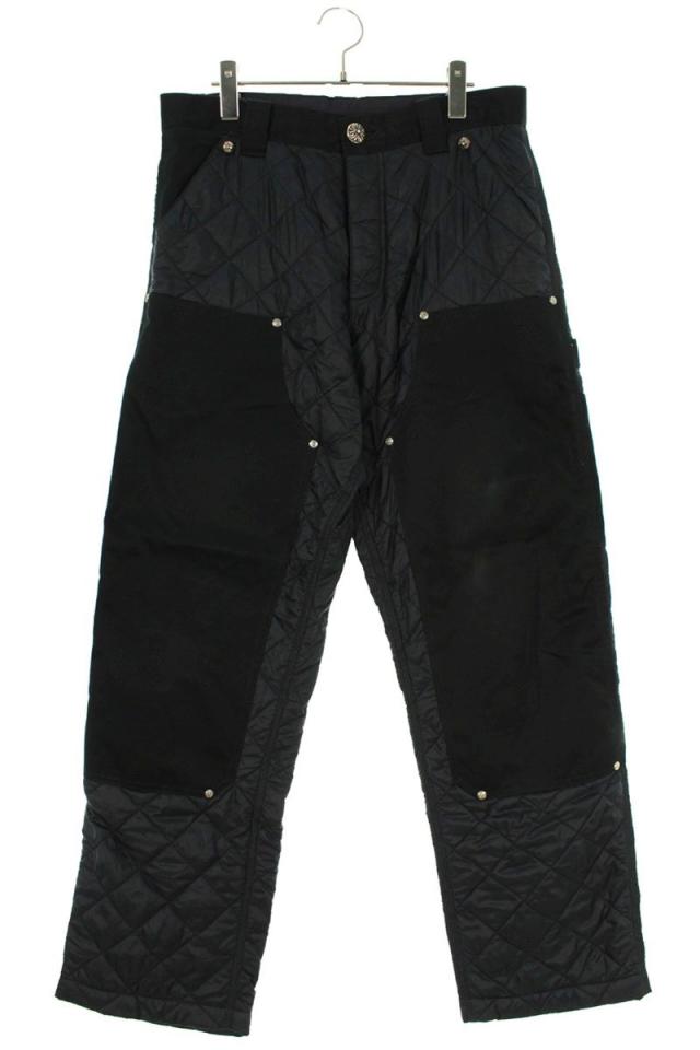 クロムハーツ サイズ:32インチ  CARPENTER DOUBLE KNEE チョンパーレザーパッチキルティングナイロンロングパンツ 中古 SJ02