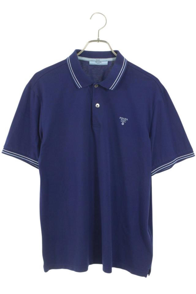 プラダ サイズ:L  UJN765 ロゴ刺繍コットン半袖ポロシャツ 中古 SB01
