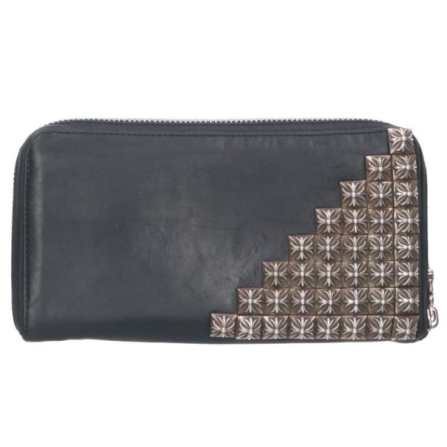 クロムハーツ   REC F ZIP ゼロピラミッドスタッズコーナー ラウンドジップレザー財布 中古 SJ02