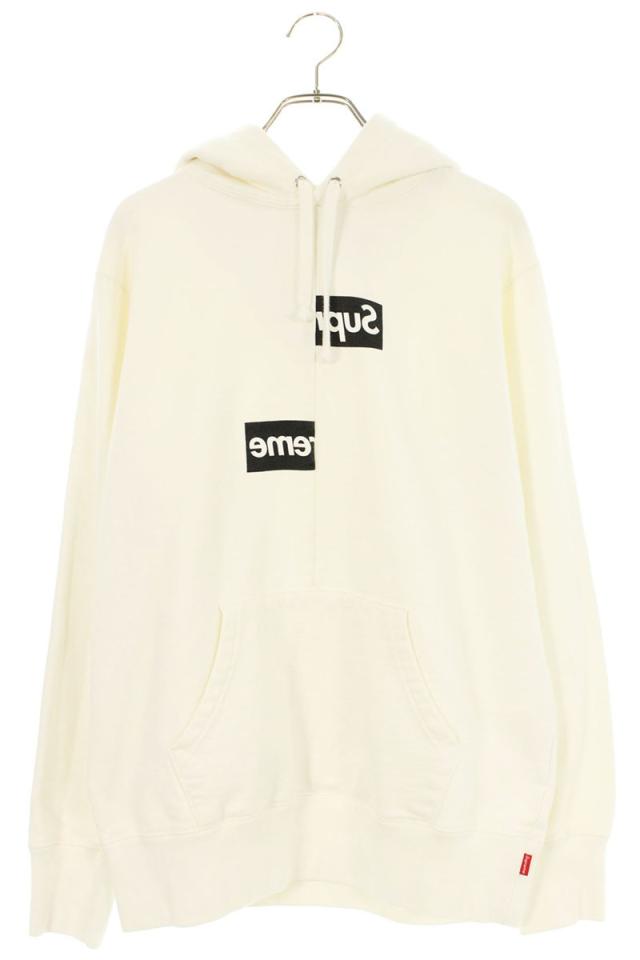 シュプリーム  コムデギャルソン サイズ:S  18AW  Split Box Logo Hooded Sweatshirt スプリットボックスロゴプルオーバーパーカー 中古 BS99