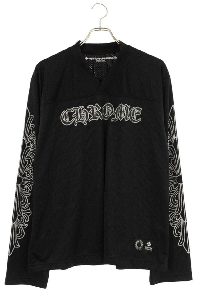 クロムハーツ サイズ:S  MESH WARM UP JERSEY CHプリントメッシュ長袖カットソー 中古 SJ02