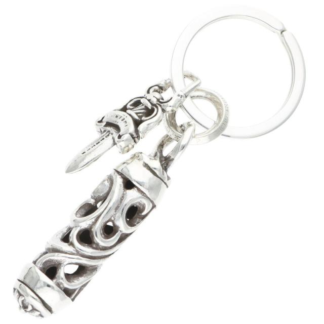 クロムハーツ   ROLLER&No5 DGGR ローラー#5ダガーキーリング オールドシルバーウォレットチェーン 中古 SJ02